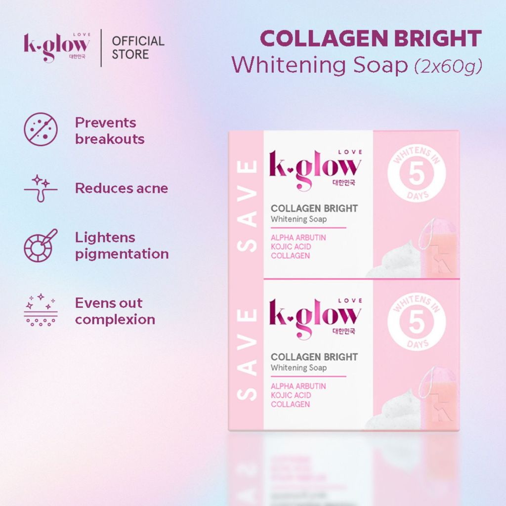 Love K-Glow COLLAGEN BRIGHT WHITENING SOAP 120g (2x60g) | Shopee Philippines