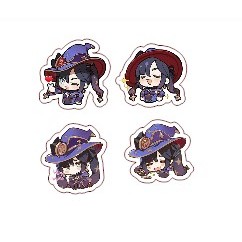 4pc/order Genshin Impact Mona Set A Emoji Waterproof Sticker Matte ...