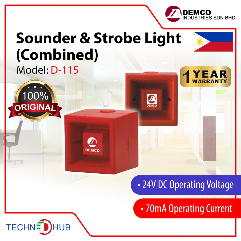 DEMCO Fire Alarm Sounder & Strobe Light Combined D-115/154L 12V- 24V DC ...