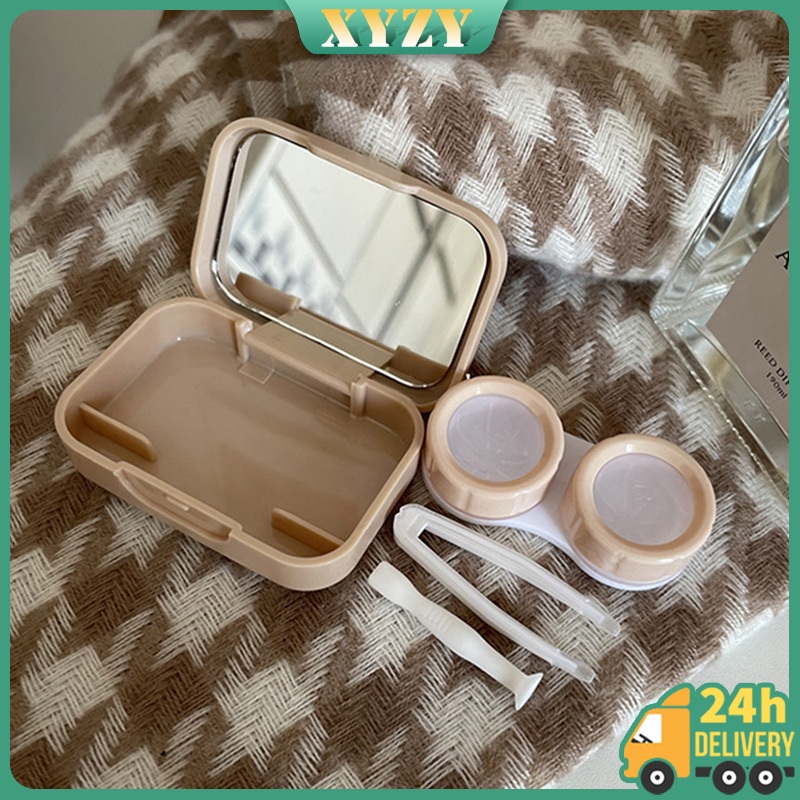 Portable Small Contact Lens Storage Box with Mirror Cartoon Bear Paw ...