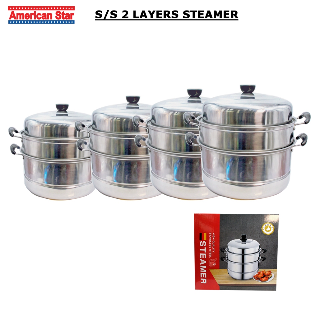2 LAYER STAINLESS STEEL STEAMER SIOMAI & SIOPAO STEAMER POT 4 SIZES ...