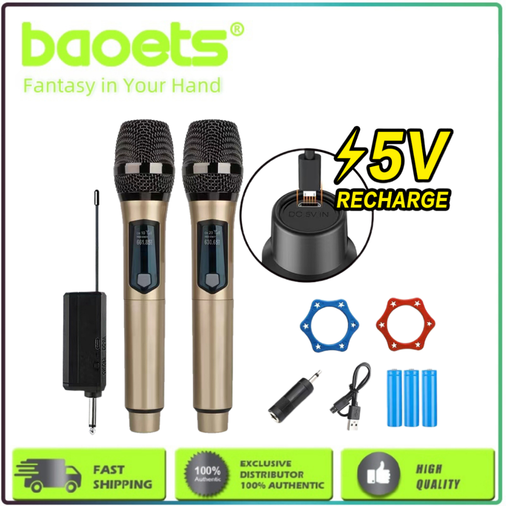Rechargeable wireless microphone HD Sound Wireless Mic for Karaoke Set ...