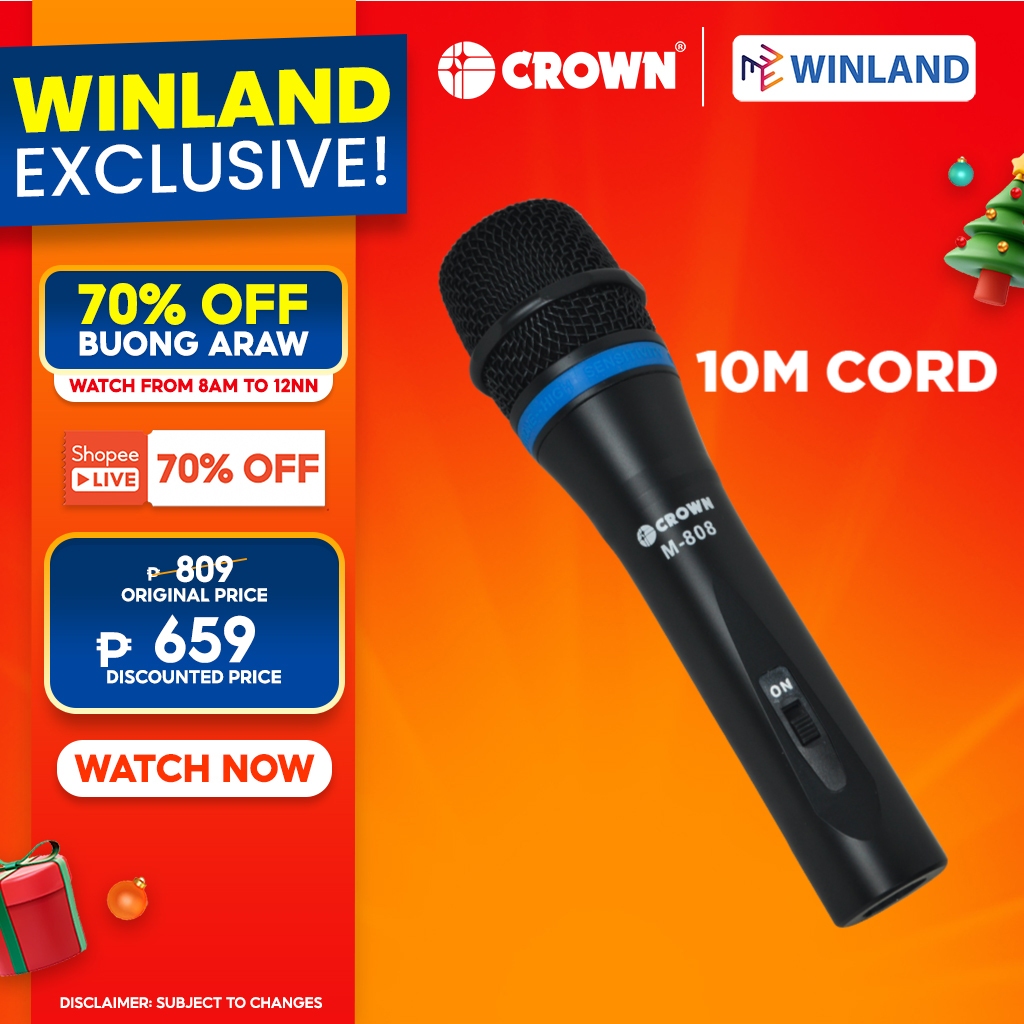 Crown by Winland Professional Microphone with Mic for Videoke 10M Wire ...