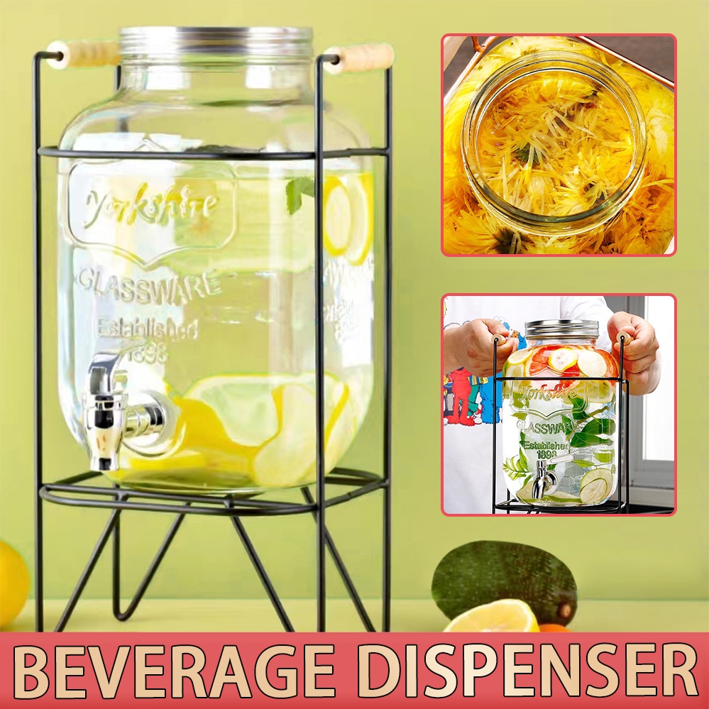 8L Juice Glass Jar Dispenser With Faucet And Stand Drink Glass ...