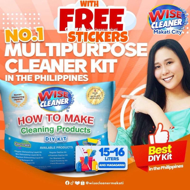 Wise Cleaner Multi Purpose Cleaner DIY Kit + Free Stickers | Shopee ...