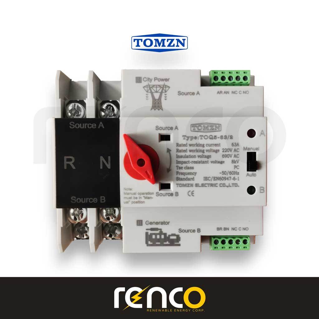 TOMZN 63A 125A 220V Dual Power ATS Automatic Transfer Switch (Din rail) | Shopee Philippines