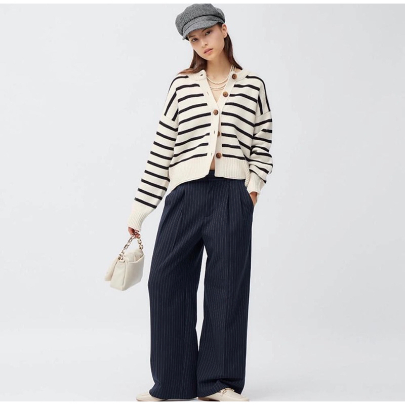 GU UNIQLO WIDE TROUSER STRIPE | Shopee Philippines
