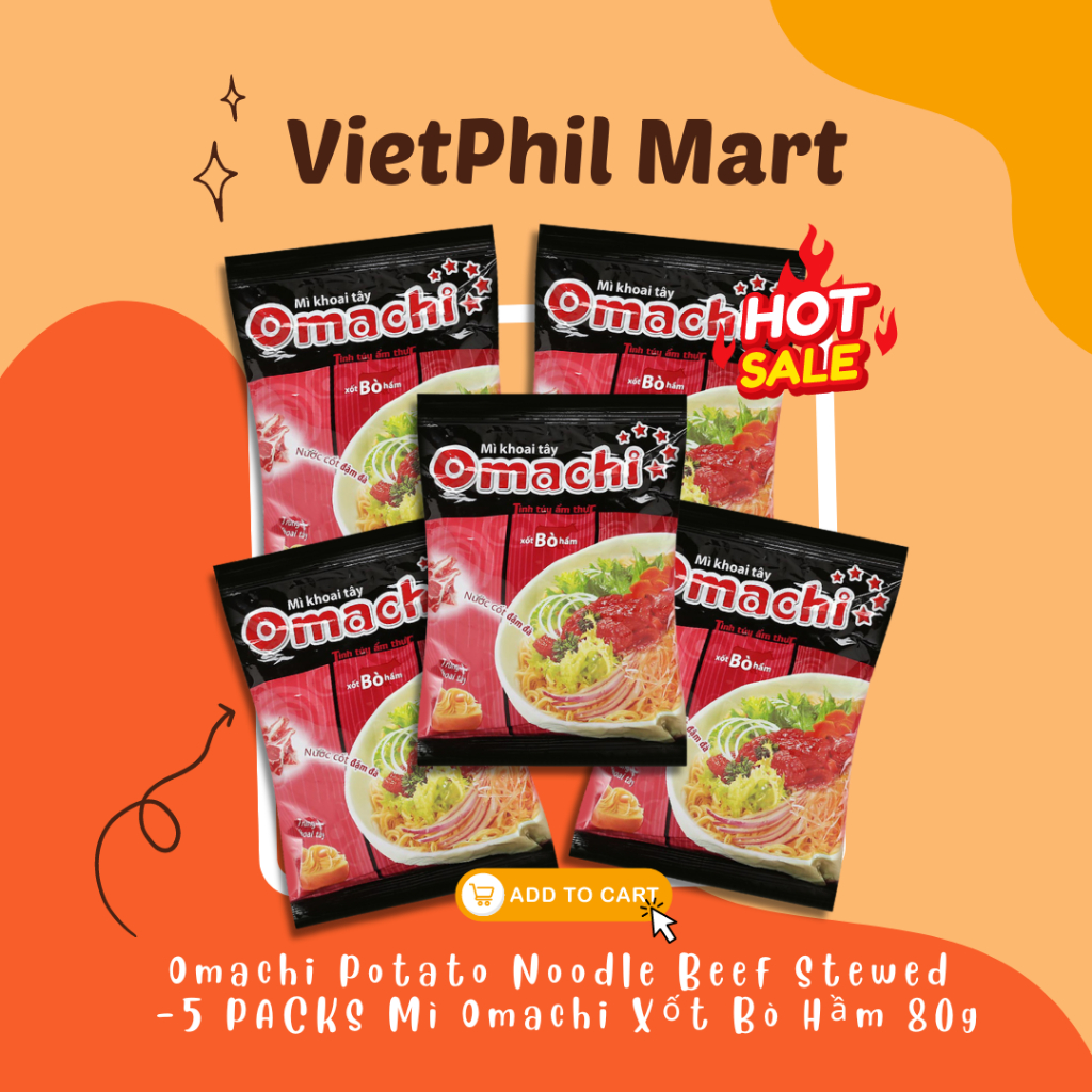 5 packs Original Vietnamese Omachi Potato Noodle Beef Stewed - Mi ...