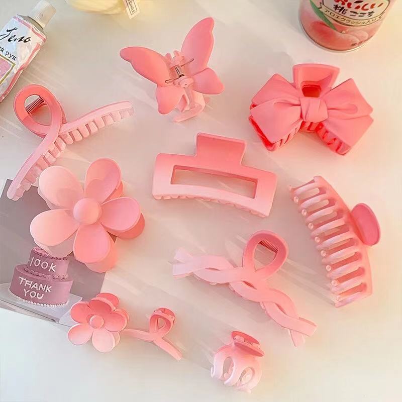 MISS CHIC Blue Pink hair clamp frosted large hair clip women with hair ...