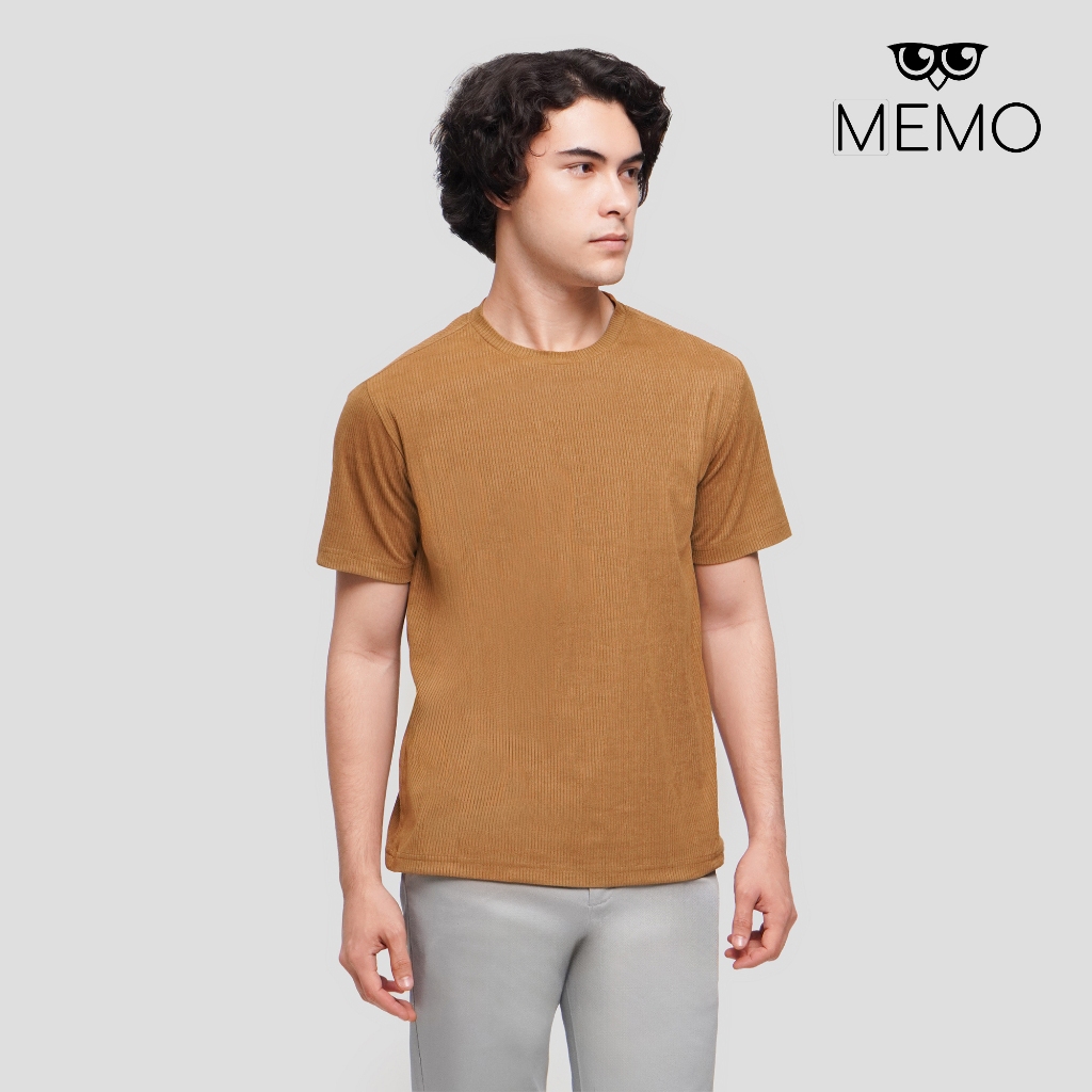 Memo Textured Short Sleeve T-Shirt For Men (Brown/Cement/Dark Green ...