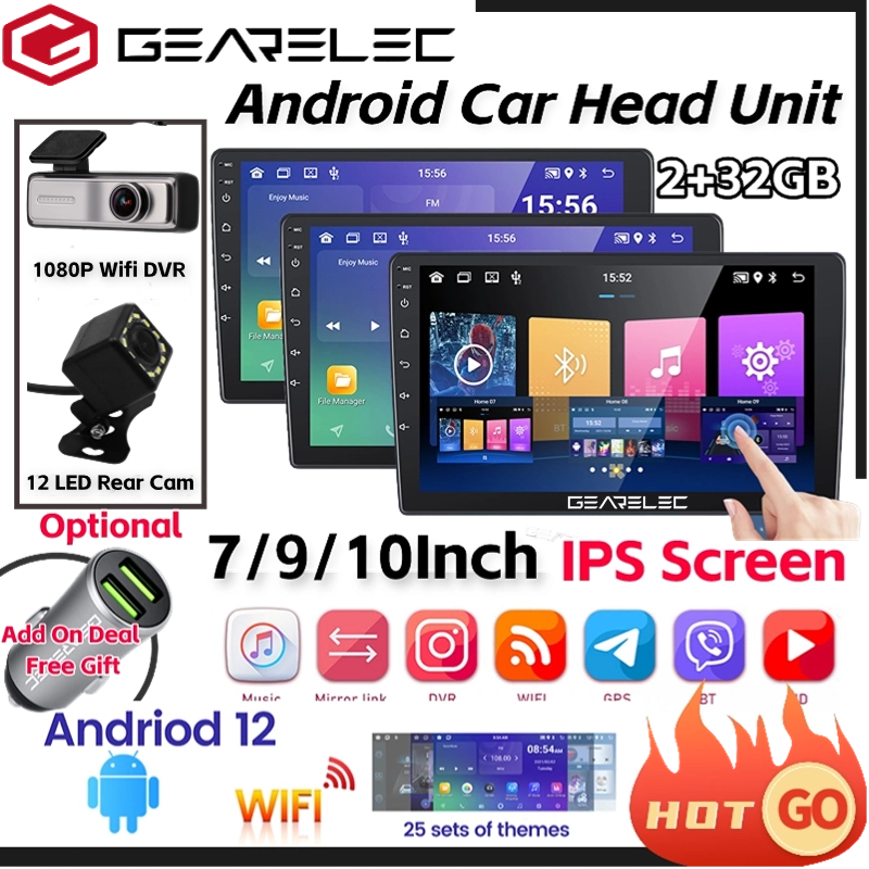 GEARELEC 2 Din Android Car Stereo With Bluetooth/GPS/FM Touch Screen ...