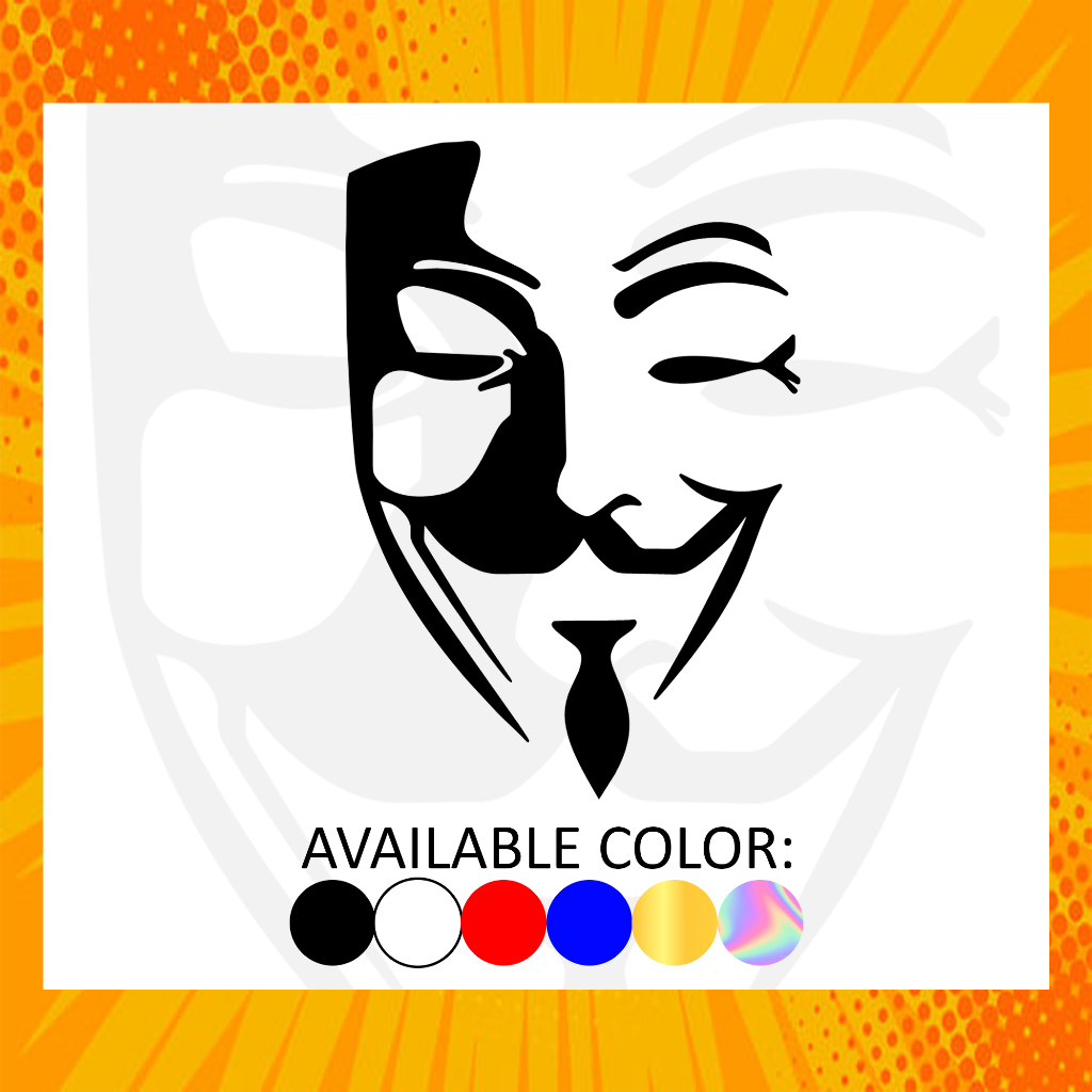 Anonymous Mask V Vendetta Hat 1 Design Automobile Vinyl Stickers for ...