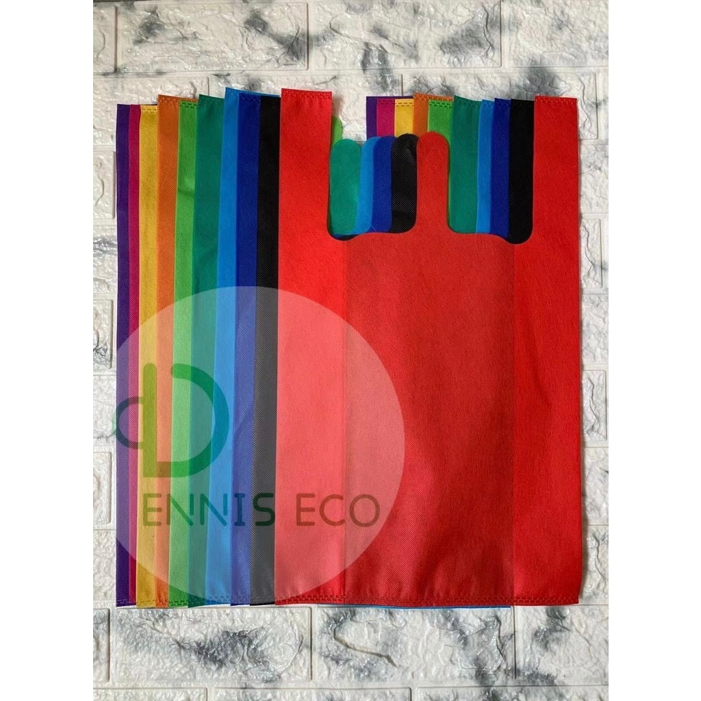 50 Pcs Sando Eco Bag 5 Sizes Non-woven Vest Tote Bag Shopping Take Out ...