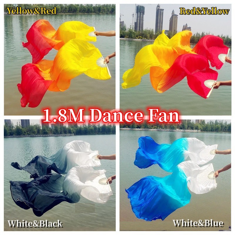 1.8M Long Dance Fan Multicolor Bamboo Fan Belly Dance Performance Long ...