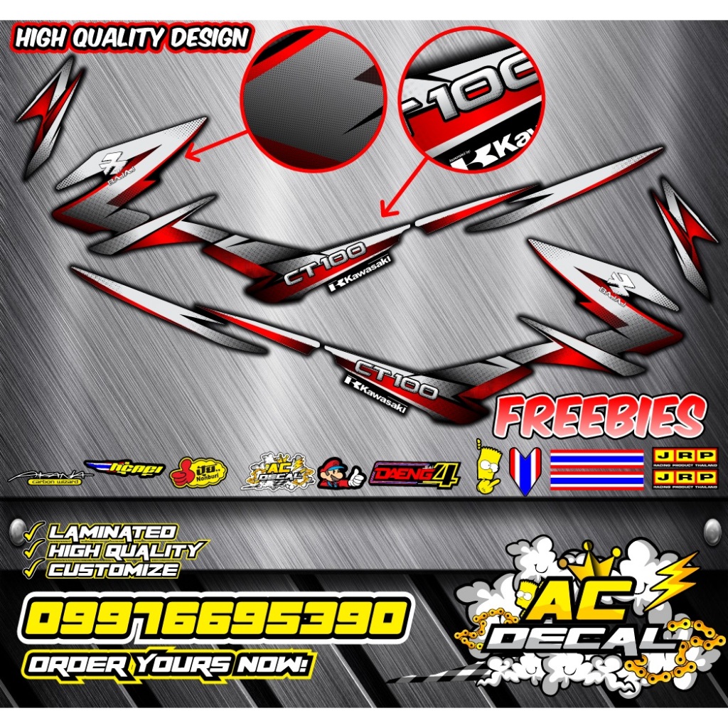KAWASAKI CT 100 BAJAJ STOCK DECAL WITH FREEBIES STICKER | Shopee ...