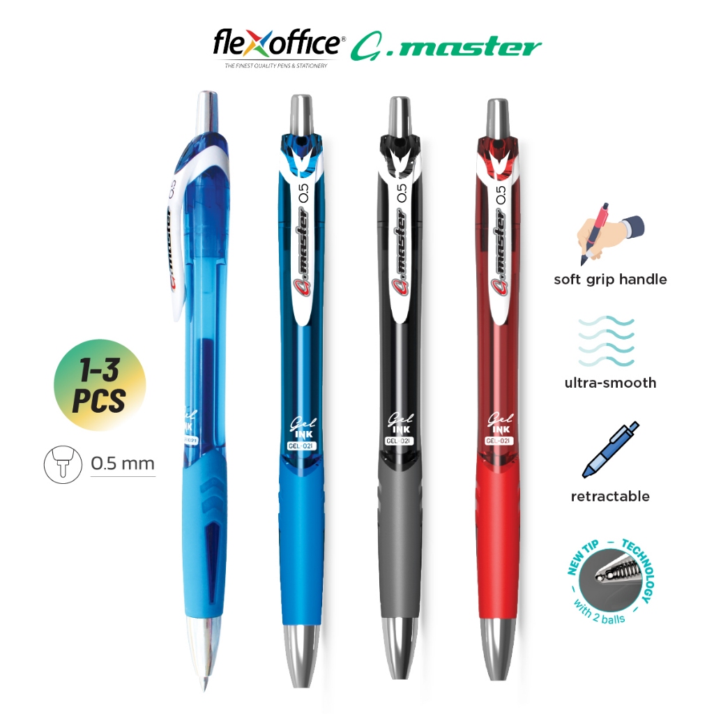 FlexOffice G-Master Gel Pen 0.5mm - 1pc/3pcs OPP - 3 Colors - FO-GEL021 ...