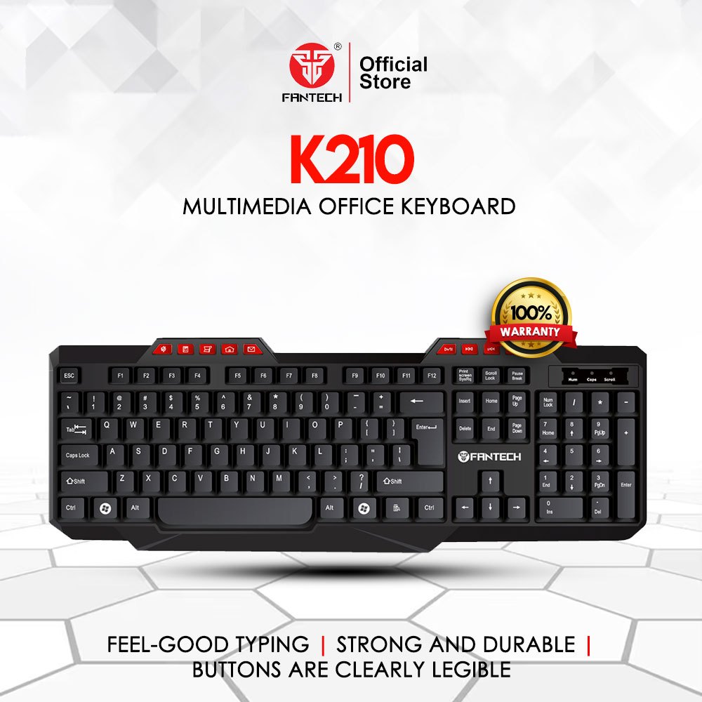 Fantech K210 Multimedia Office Keyboard Strong & Durable with Waterproof Splash Design | Shopee ...