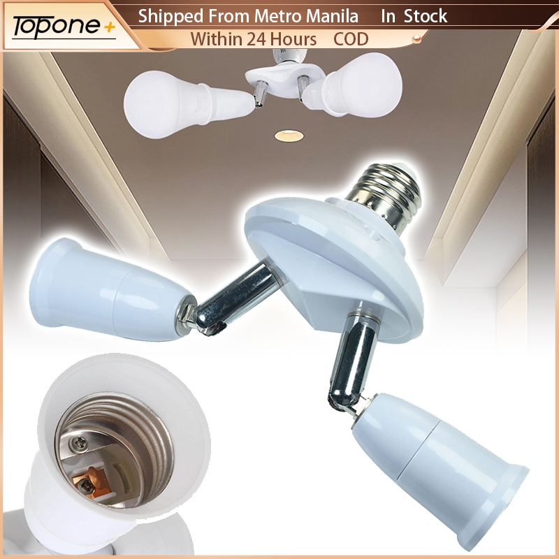 E27 Light Bulb Socket Splitter Adapter 2Heads Bulb Converter Light Lamp ...