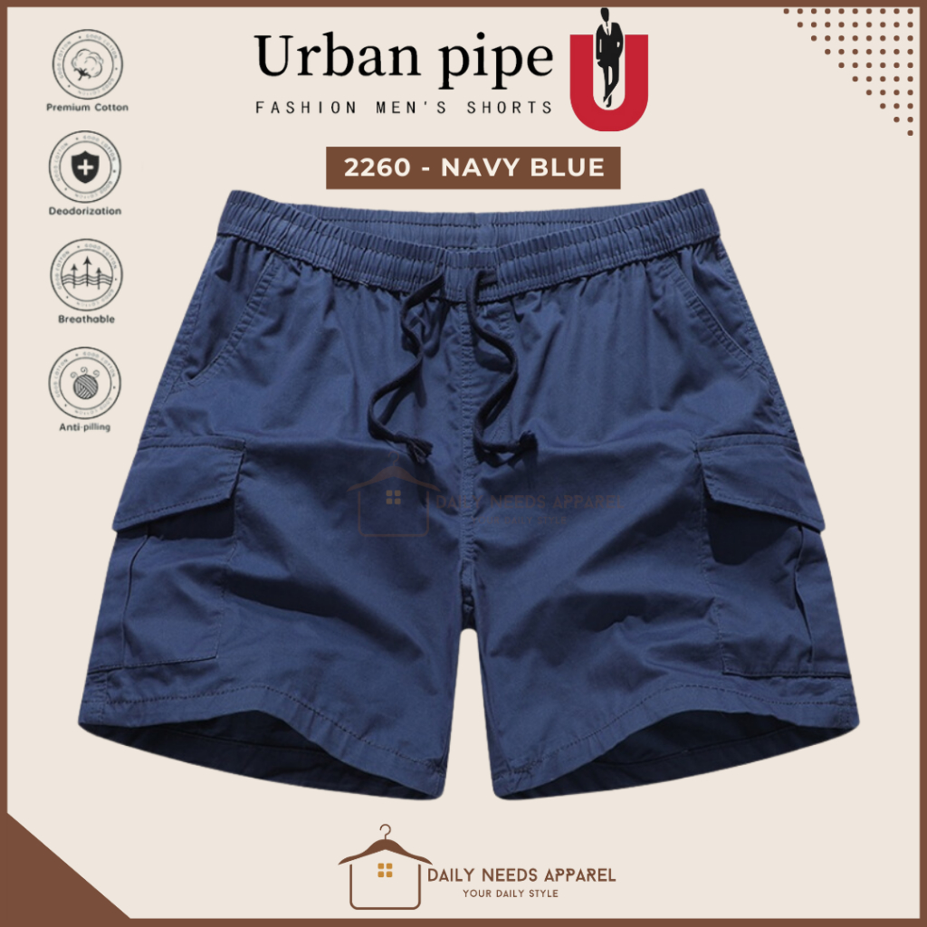 URBAN PIPE 4 Pocket Cargo Shorts For Men Knee-Above Buttons Drawsting ...