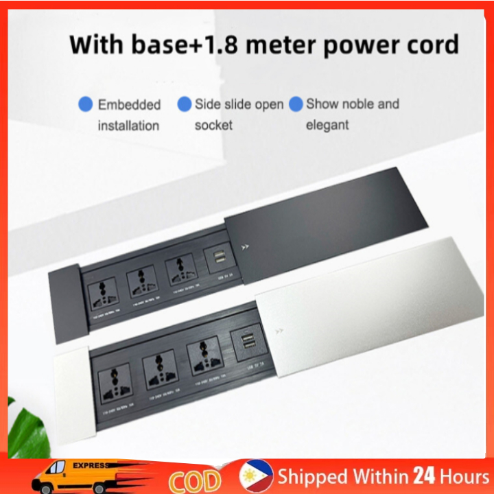 Embedded desktop socket side sliding hidden socket with conference ...
