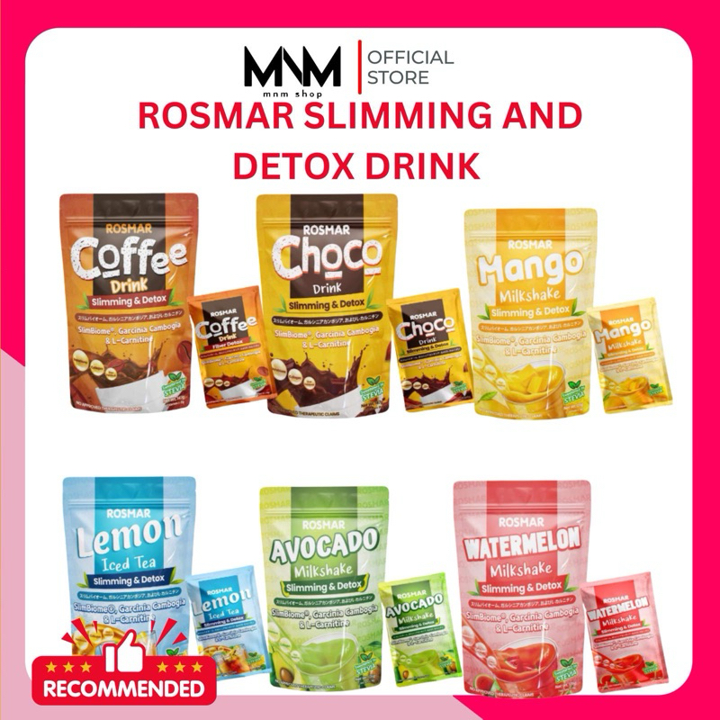 ROSMAR SLIMMING & DETOX DRINK LEMON | CHOCO | COFFEE | MANGO | Shopee ...