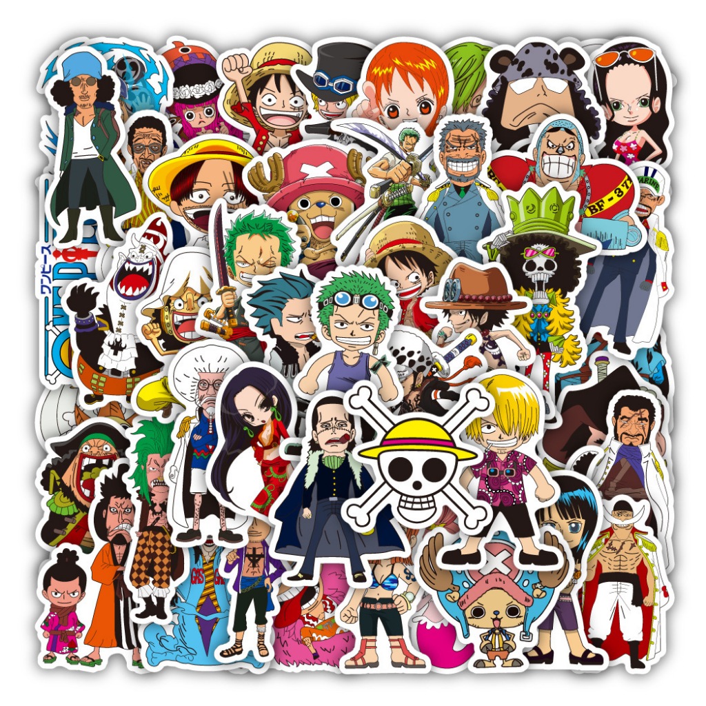 48pcs ONE PIECE Cartoon sticker set Waterproof Removable Luffy Nami ...