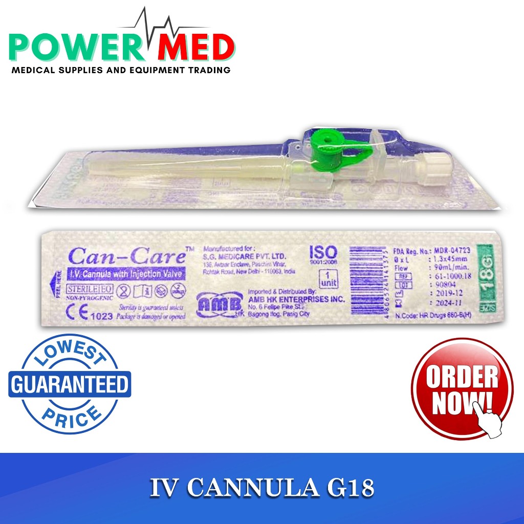IV CANNULA G18 with Wings and Injection Port Box of 100 | Shopee ...