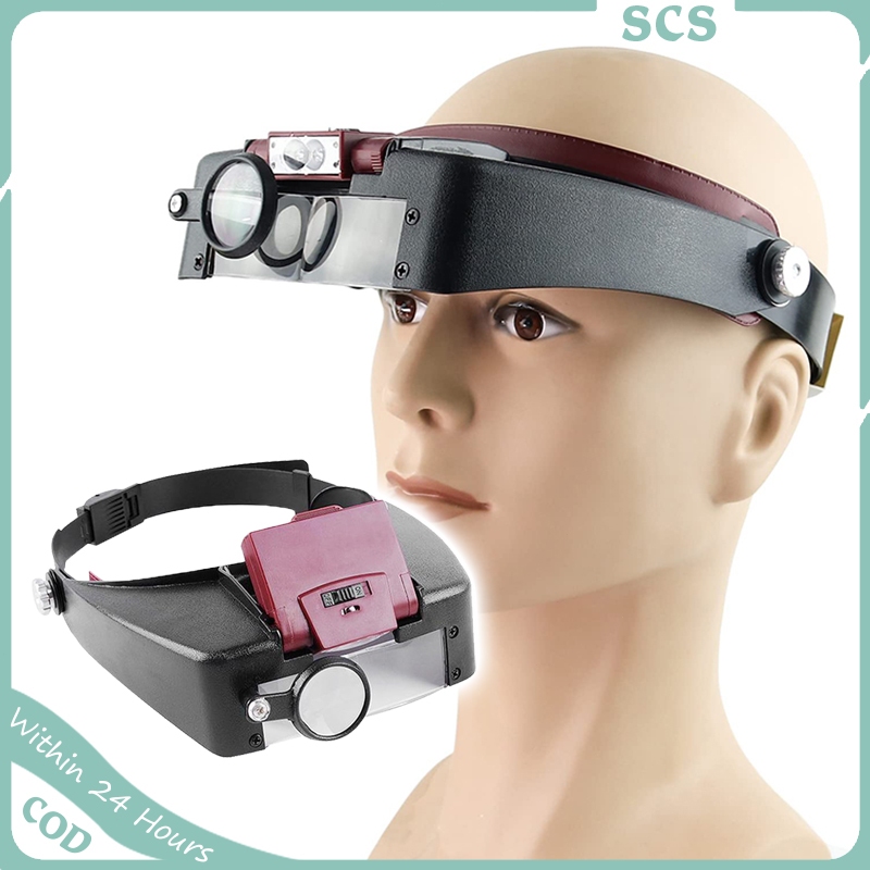 Head Magnifier 1.9x 3.8x 6.4x 8.3x LED Lighted Head Magnifier | Shopee ...