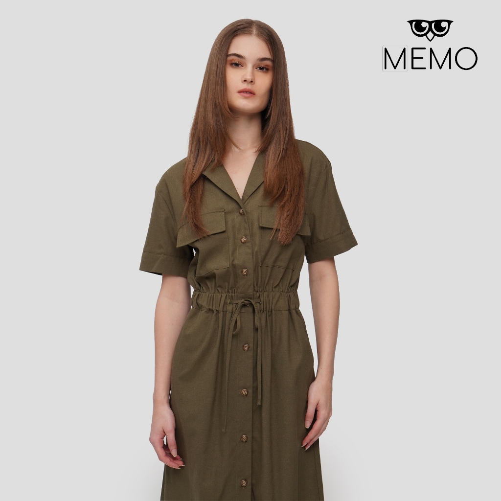Memo Dress With Pockets For Women (Olive) | Shopee Philippines