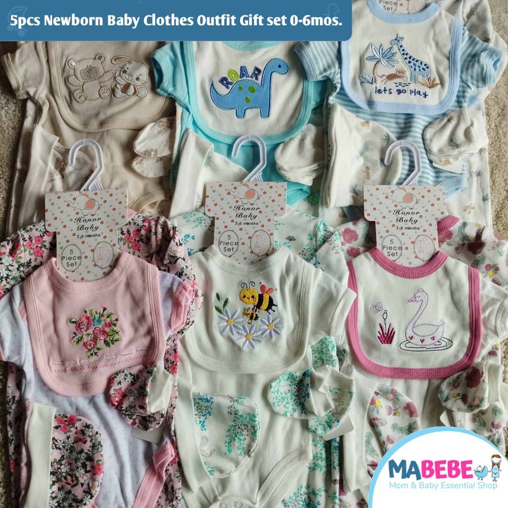Mabebeshop Honor Baby 5pcs Set Newborn Baby Clothes Bodysuits Outfit ...