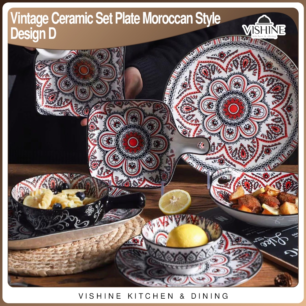 VISHINE Moroccan Ceramic Tableware Dinner Salad Dessert Serving Plate ...
