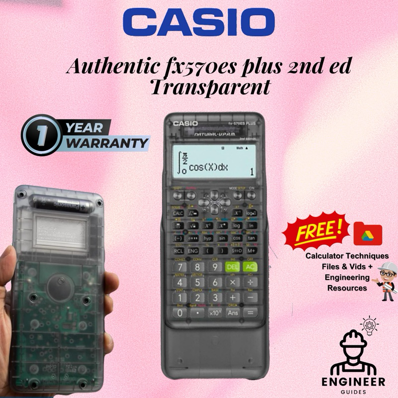 Casio Fx570es plus 2nd edition TRANSPARENT Casing Scientific Calculator ...