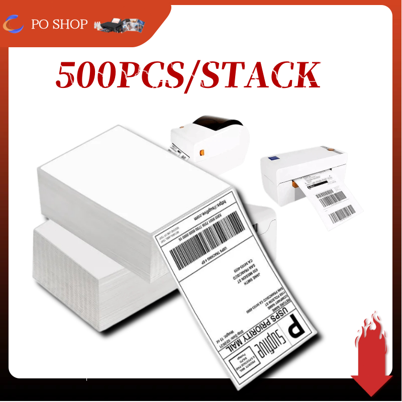 500 PCS/STACK WAYBILL STICKER High Quality FOR THERMAL PRINTER Fold ...