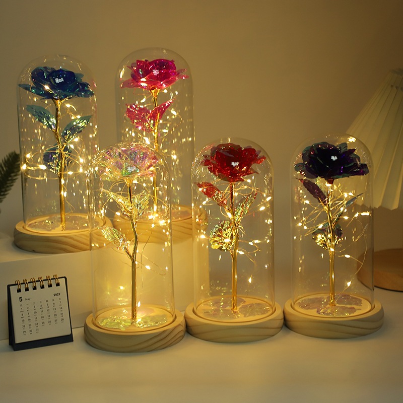 Galaxy rose with box Eternal rose with led light Rose dome Glass Dome ...