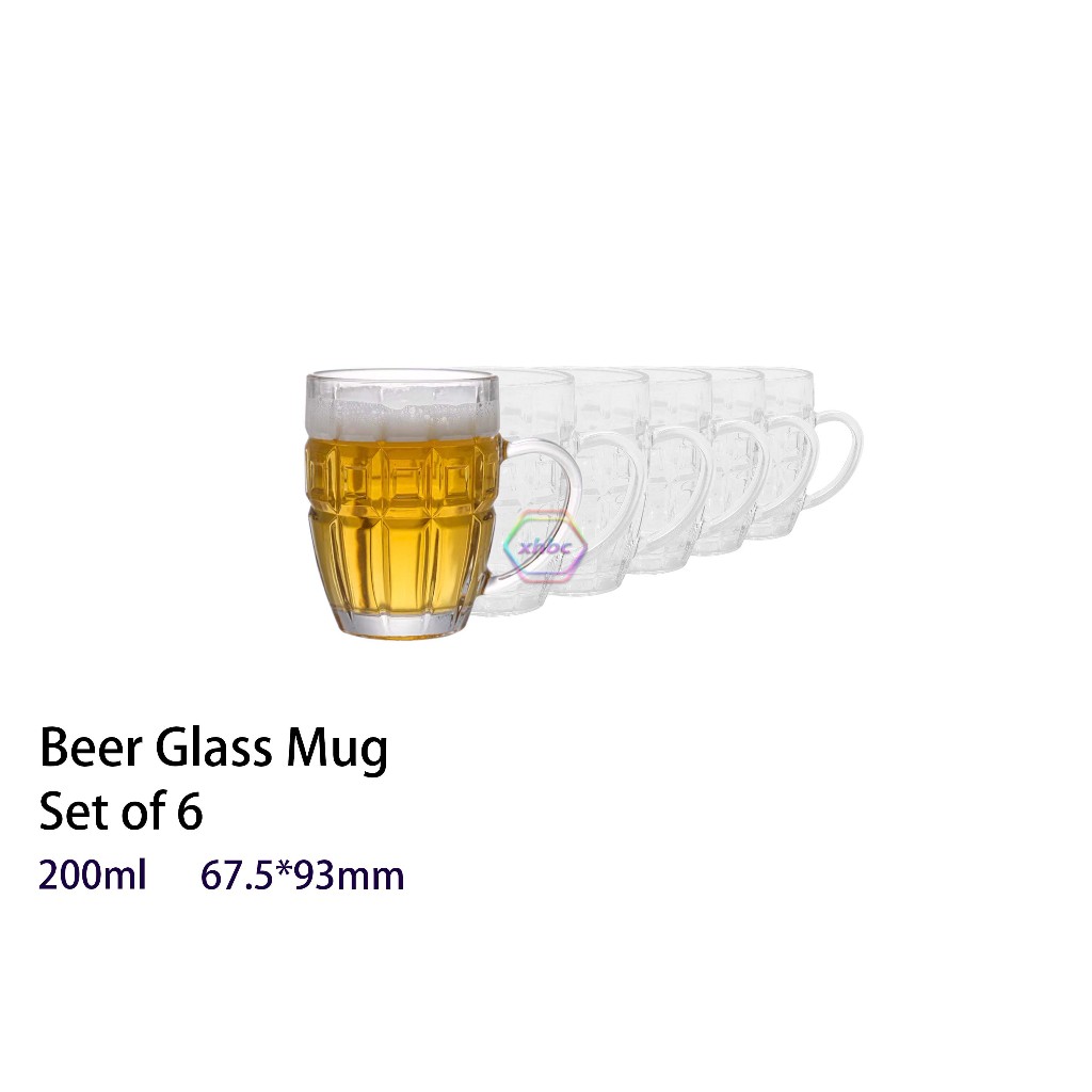 200ml Glassware Glass Clear Drinking Set (1pcs.6pcs) Clear Glass Beer Mug ZB06-150C | Shopee ...