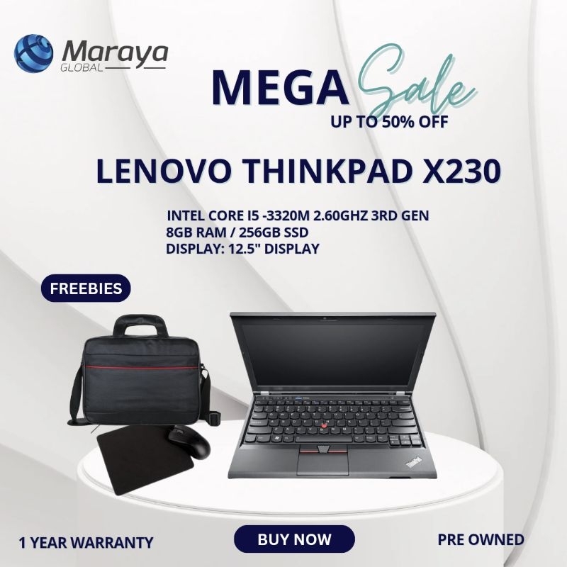 Lenovo ThinkPad X230 CORE I5-3320M CPU @2.60GHz | 3RD GEN | 8GB RAM | 256 GB SSD | Shopee ...
