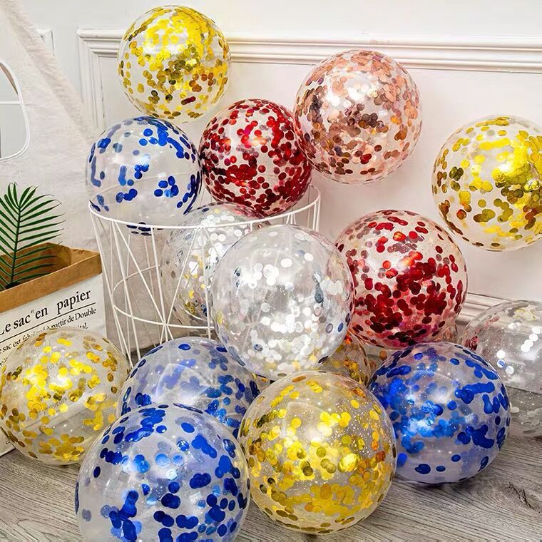 12Inch Clear Gold Foil Sequins Confetti Glitter BoBo Balloons Birthday ...