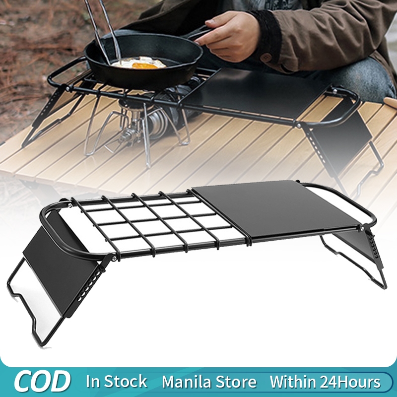 Folding Grill Table Camping Table with Mesh Desktop Height Adjustable ...