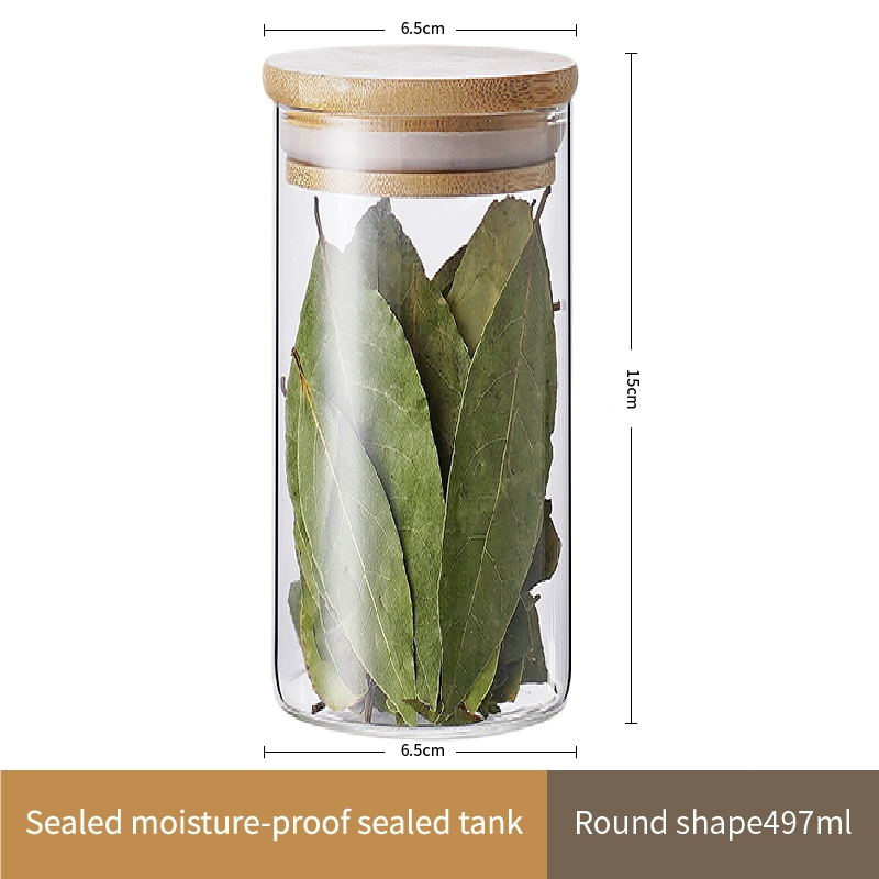 Hoba Airtight Glass Canister Food Storage Transparent Container Bamboo ...