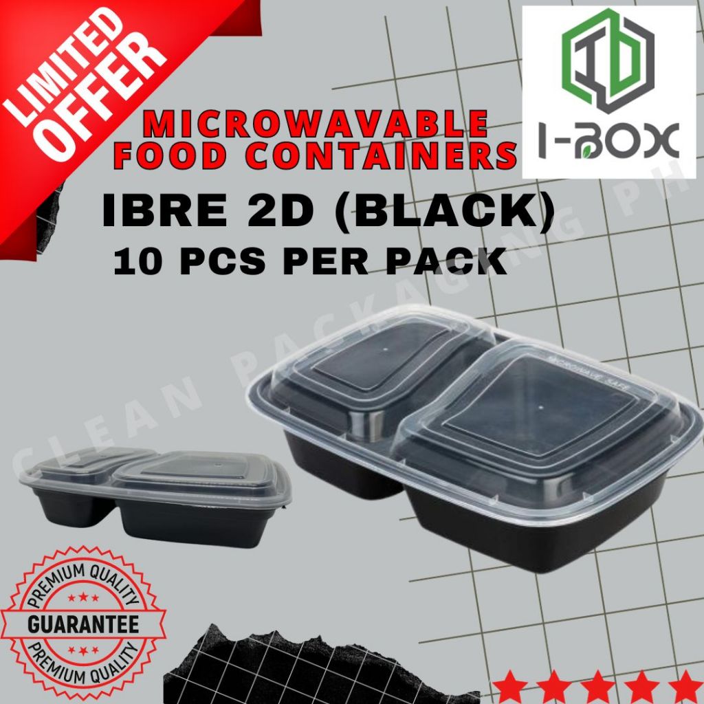 [10 PCS] IBOX 2D/ 3D/ DIVISION WITH LID BLACK RECTANGULAR SERIES FOOD ...