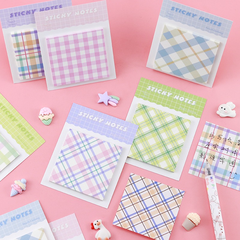 Checkered Post-it Notes Portable sticky notes Simple style plaid sticky ...