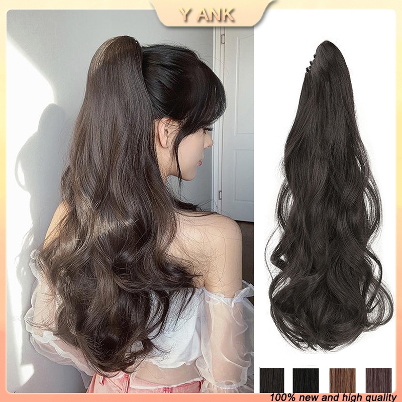 YAN Fashion Hair Wigs Long Curly Hair Wig Claw Clip Extensions Ponytail ...