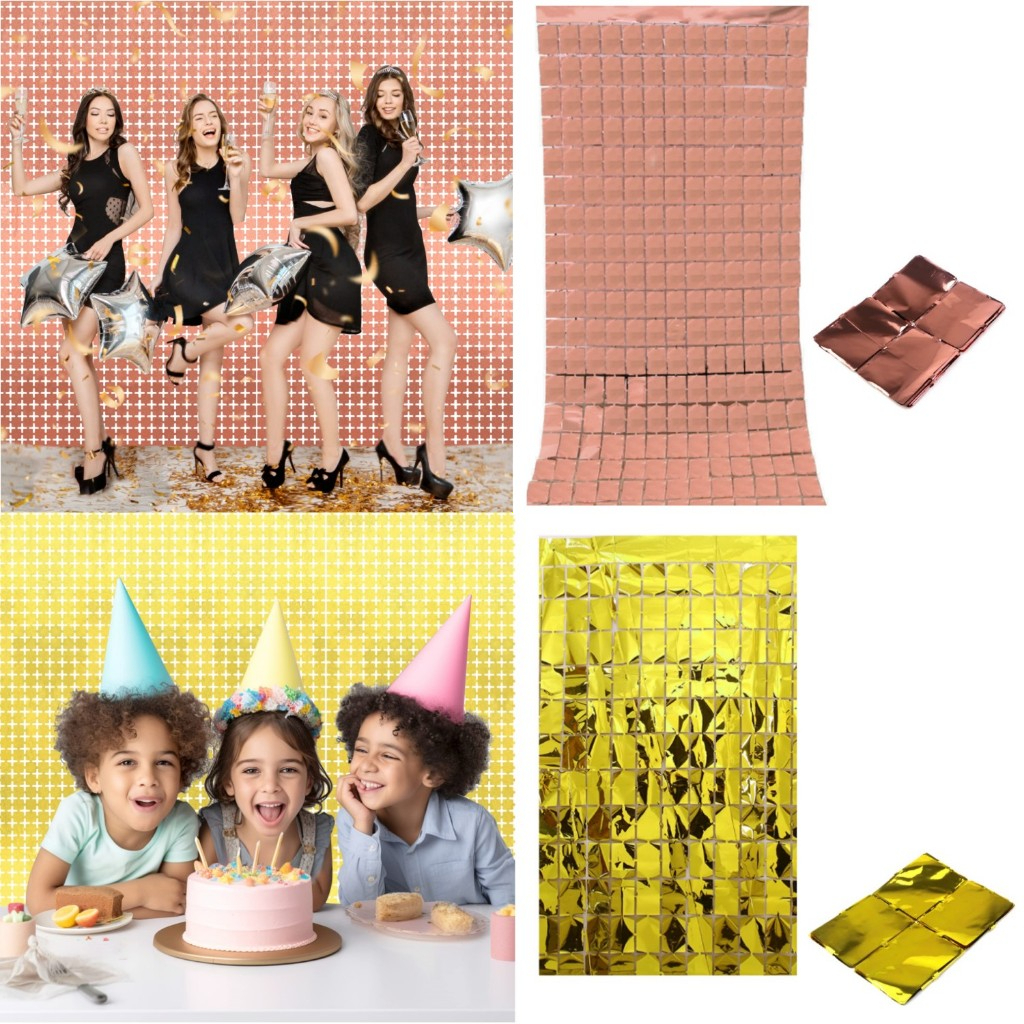 1*2M Square Foil Curtain Backdrop for Birthday Party Baby shower ...