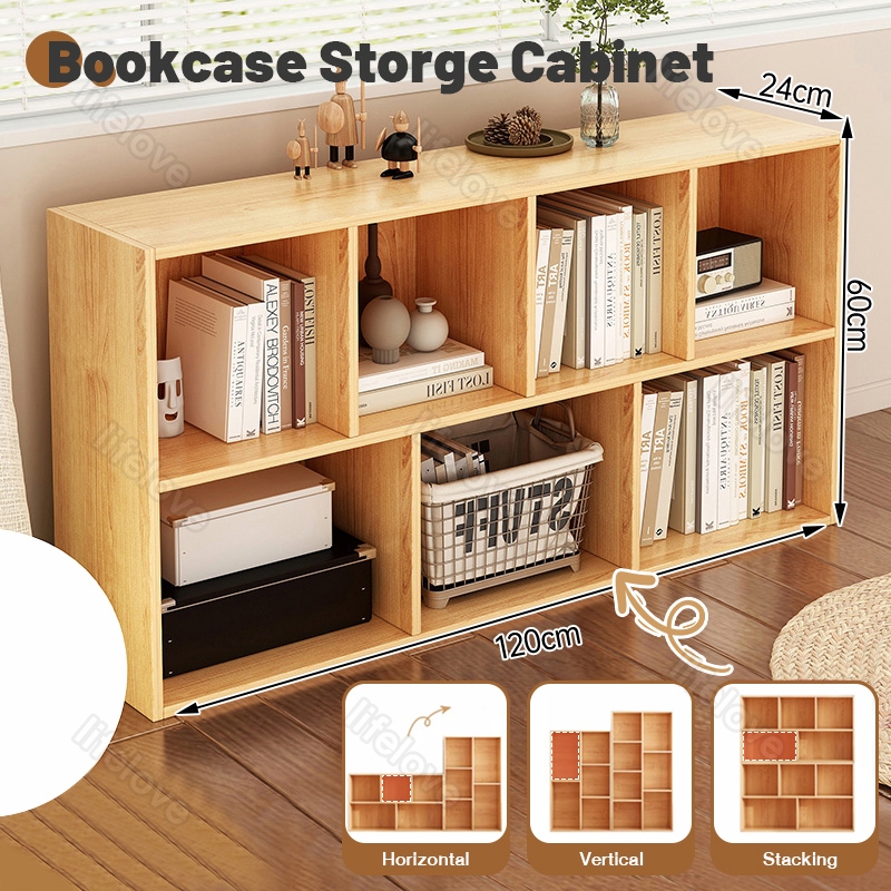 Bookcase With Back Panel Wood Bookshelf Storage Rack Display Cabinet ...
