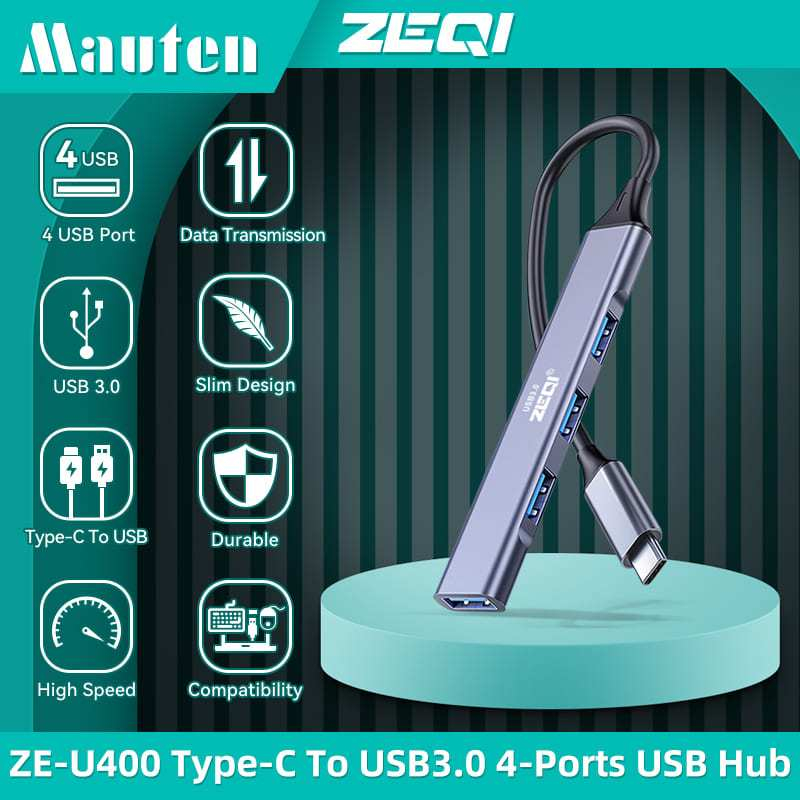 ZE-U400 Type-C To USB 3.0 Ultra Slim Quad Splitter 4 Port USB Hub ...