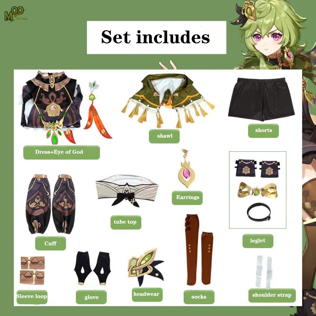 Genshin Collei cosplay costume Set and Collei cosplay wig | Shopee ...