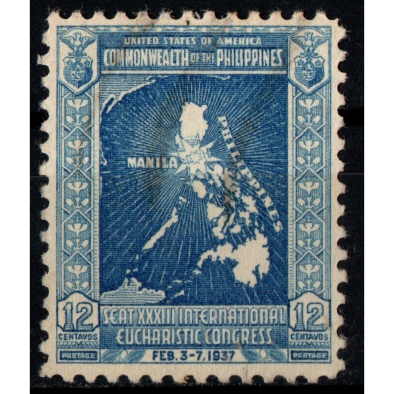 1937 33rd International Eucharistic Congress 12c Sapphire Philippine ...