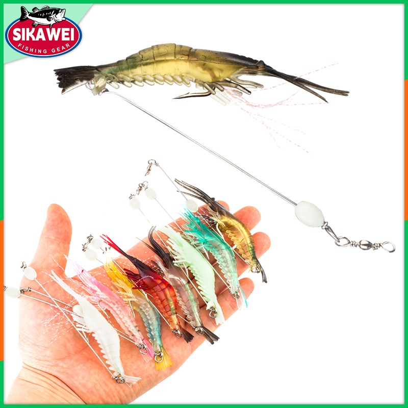 Soft Prawn Shrimp Swivel Wobbler Hook Artificial Bait Bead Tackle ...