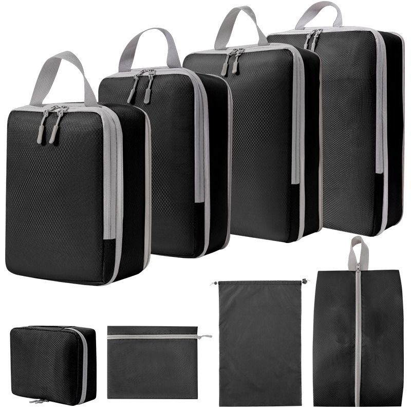 8pcs Travel Packable Bag Zipper Compression Packing Cubes Container ...