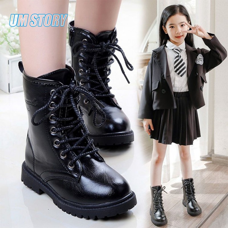 Ready Stock Brand New Kids Shoes Girls Middle-top Boots Fashion Casual ...